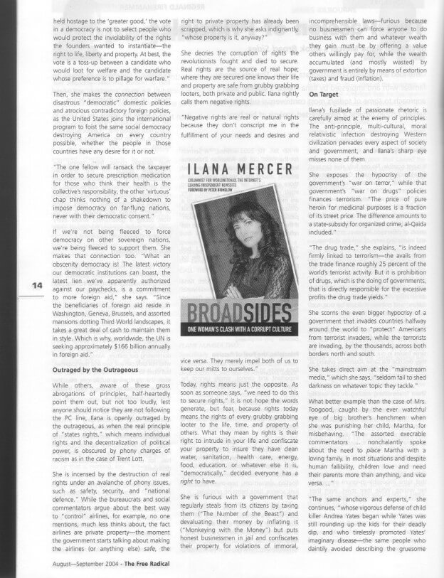 In The Press - ILANA MERCER